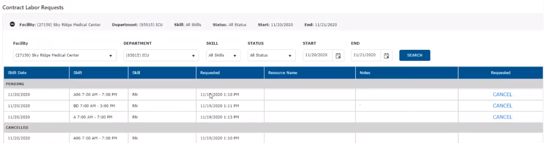 Manage Contract Labor Requests